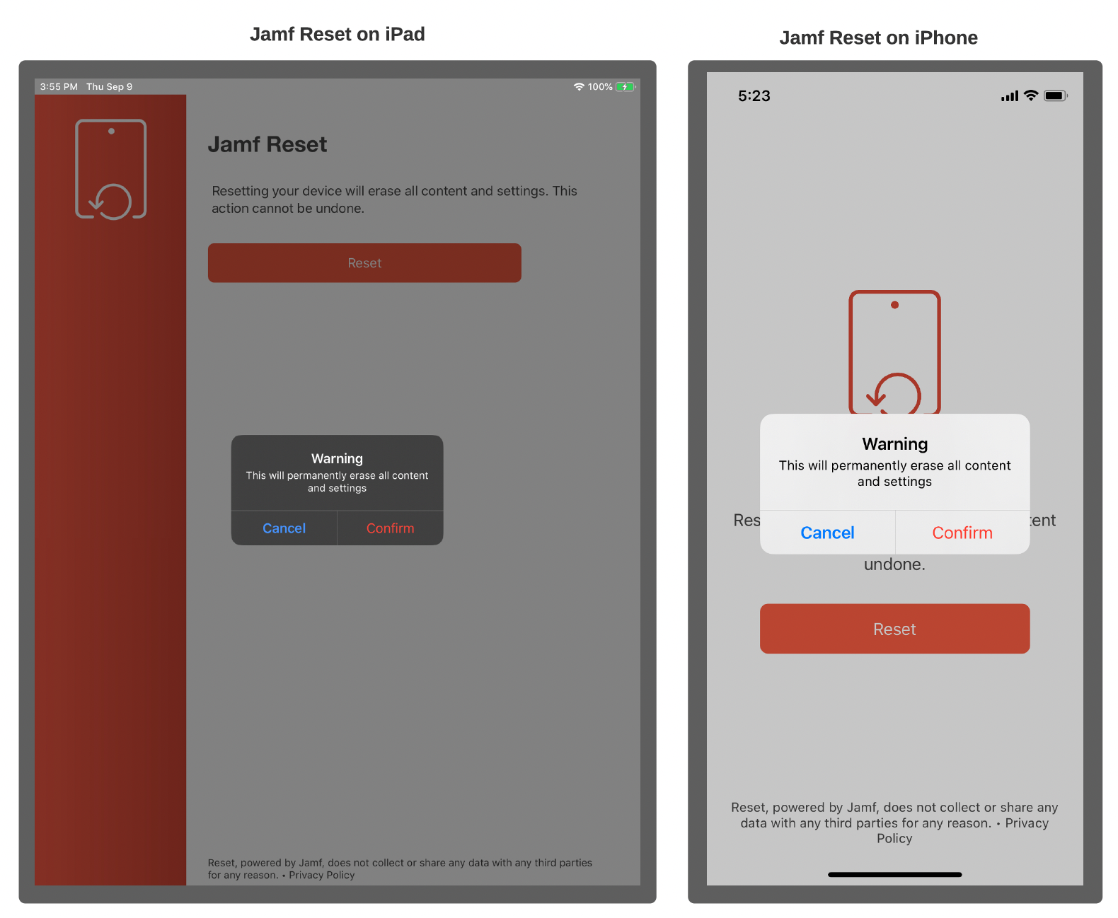 Jamf のリセット エンドユーザエクスペリエンス - Jamf Setup および Jamf Reset 構成ガイド | Jamf Jamf のリセット エンドユーザエクスペリエンス - Jamf Setup および Jamf Reset 構成ガイド | Jamf